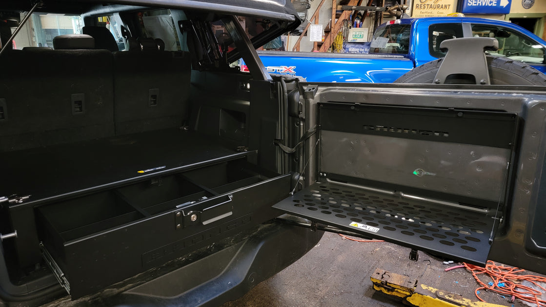 2021 Bronco - Rear Drawer Locker + Folding Table + Console Vault ...