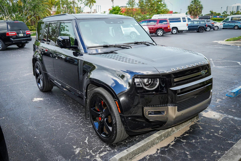 Defender 110 Hood / Bonnet Decal Overlay (Matte Black) - 2020+ Land Ro ...