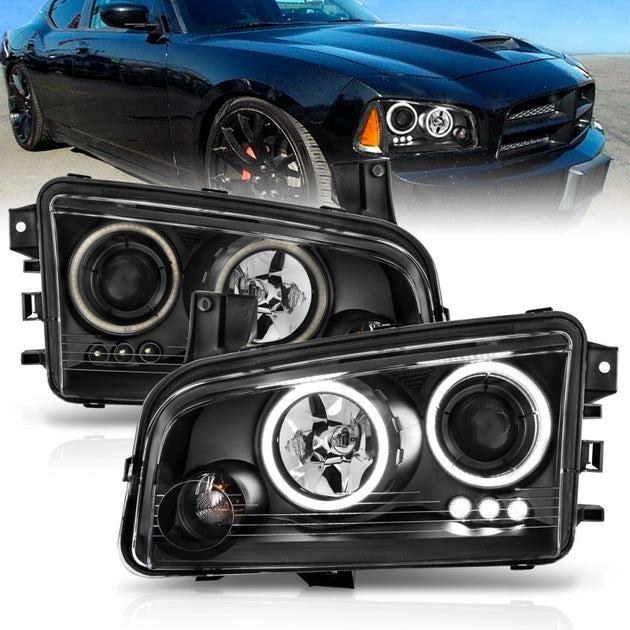 ANZO 2006-2010 Dodge Charger Projector Headlights w/ Halo Chrome (CCFL ...